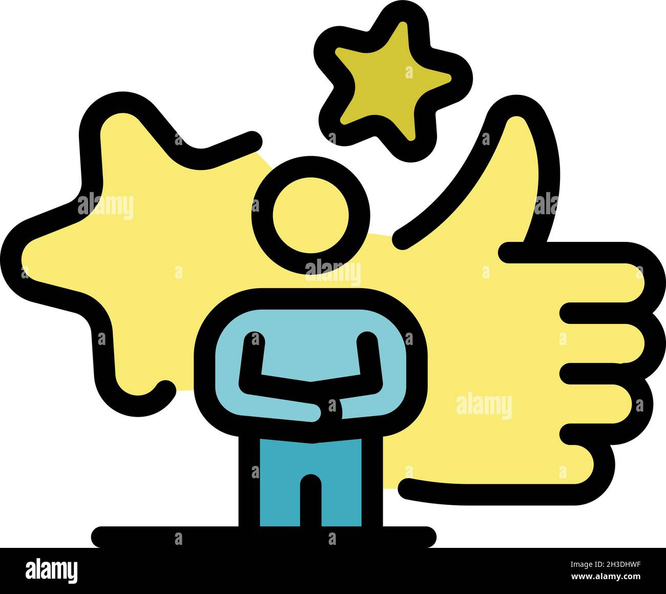 Man star thumb up icon. Outline man star thumb up vector icon color ...