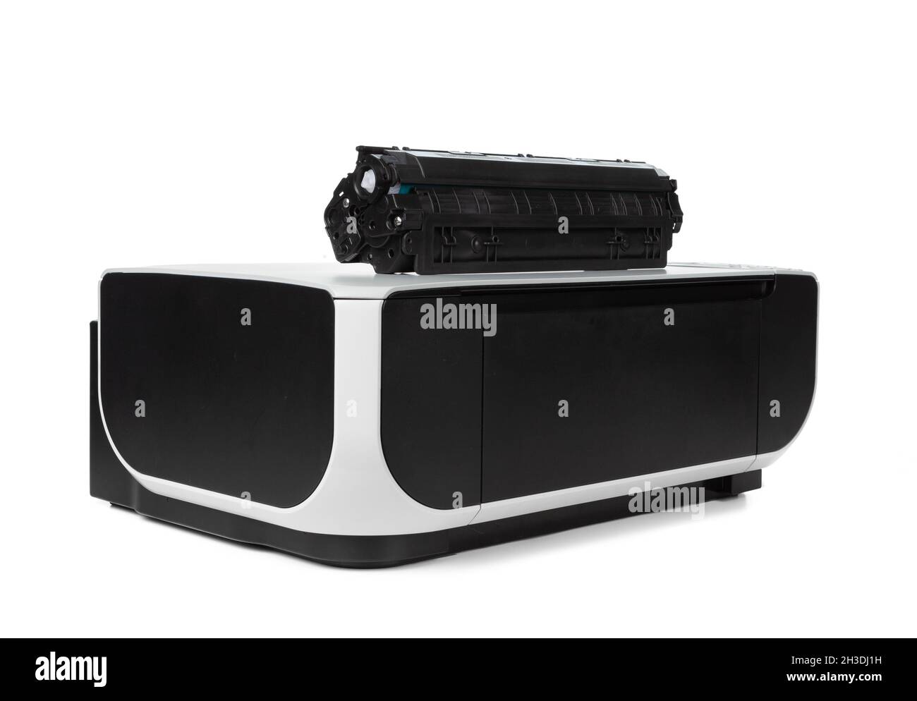 Black multi function printer isolated against a white background Stock ...