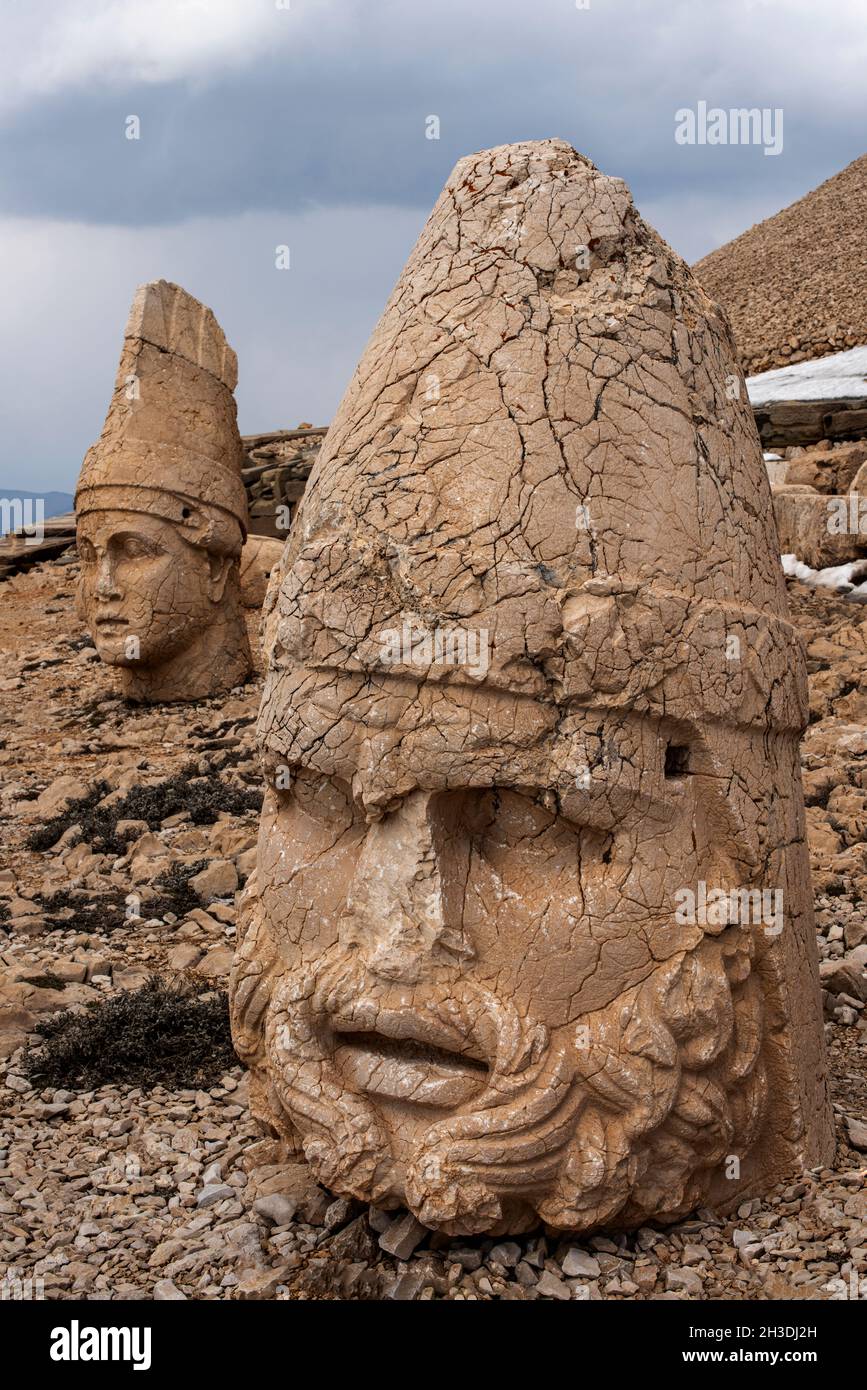 Sculptures of the heads of Armenian, Greek and Persian gods on top of ...