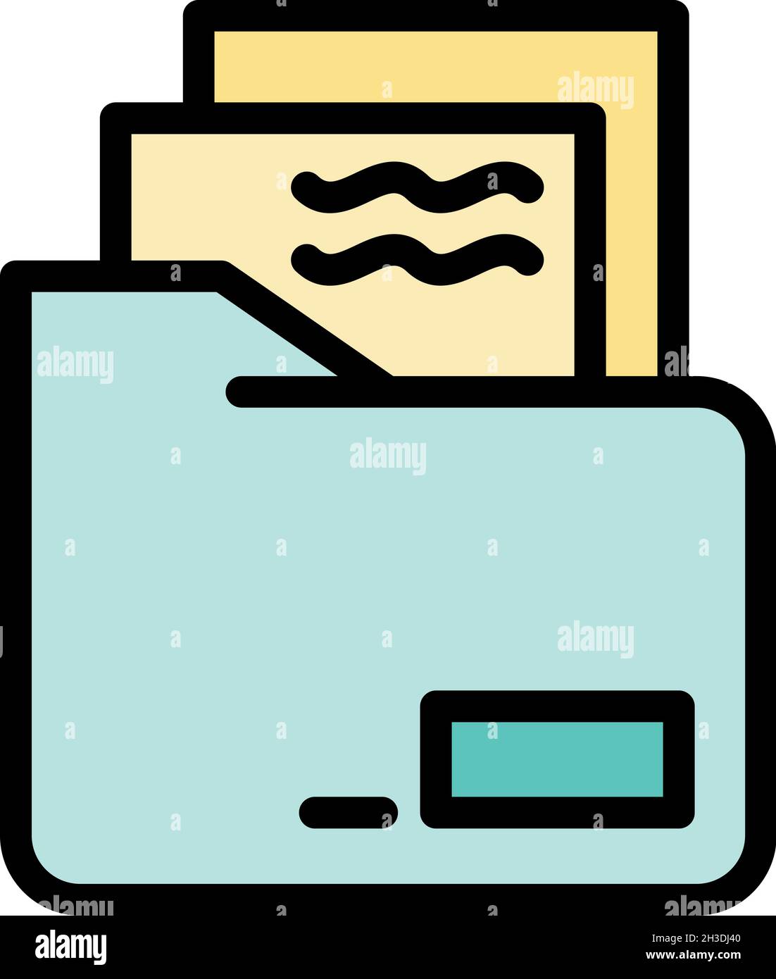 Documents in a folder icon. Outline documents in a folder vector icon ...