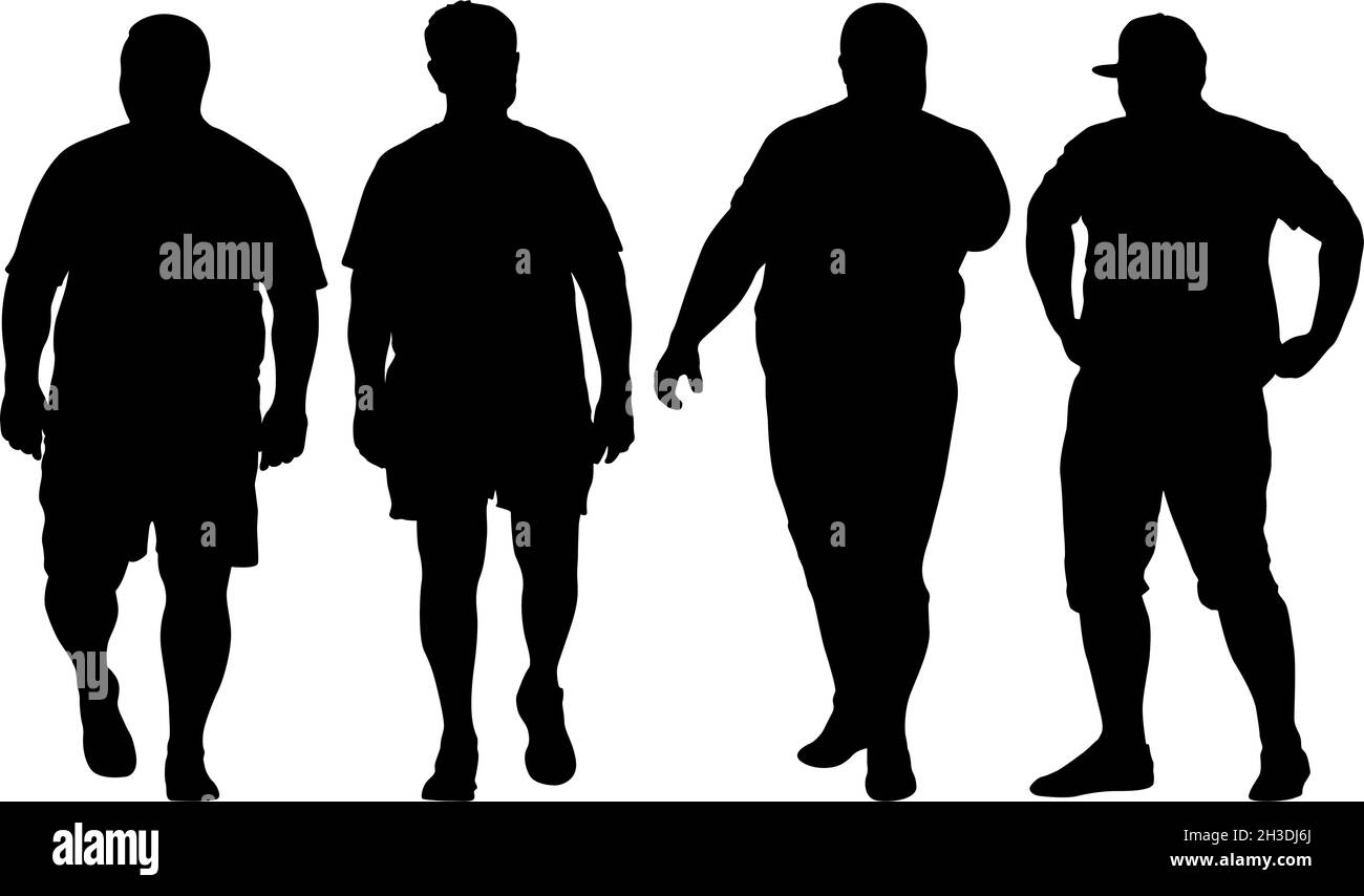 Black Set Silhouettes Large Man on white background Stock Vector Image ...