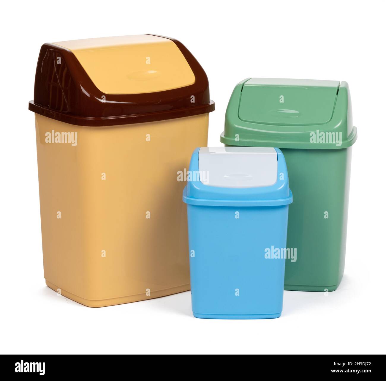 plastic waste bin isolated on white background Stock Photo - Alamy