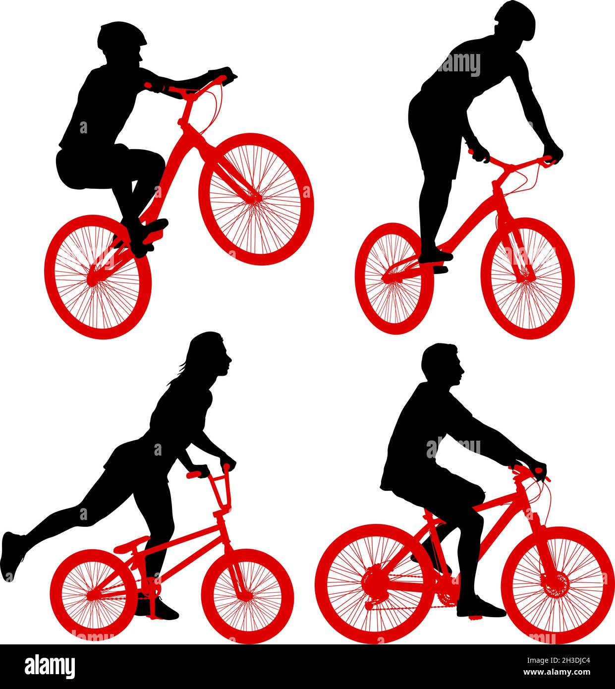 Set silhouette of a sports cyclist on a white background Stock Vector ...