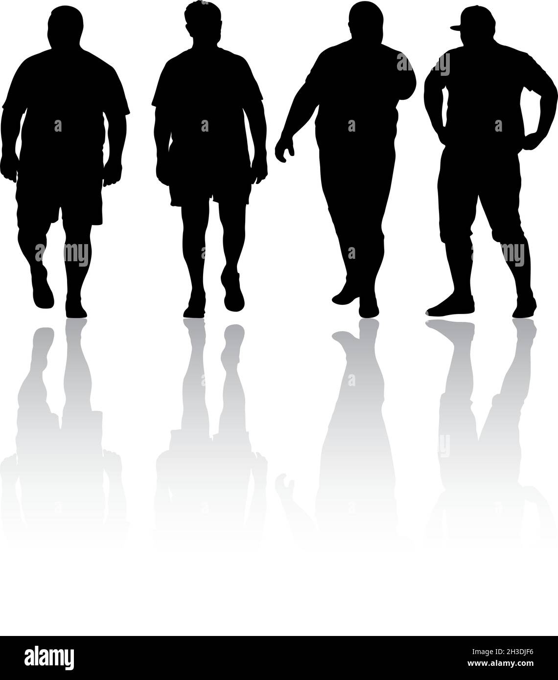 Black Set Silhouettes Large Man on white background Stock Vector Image ...