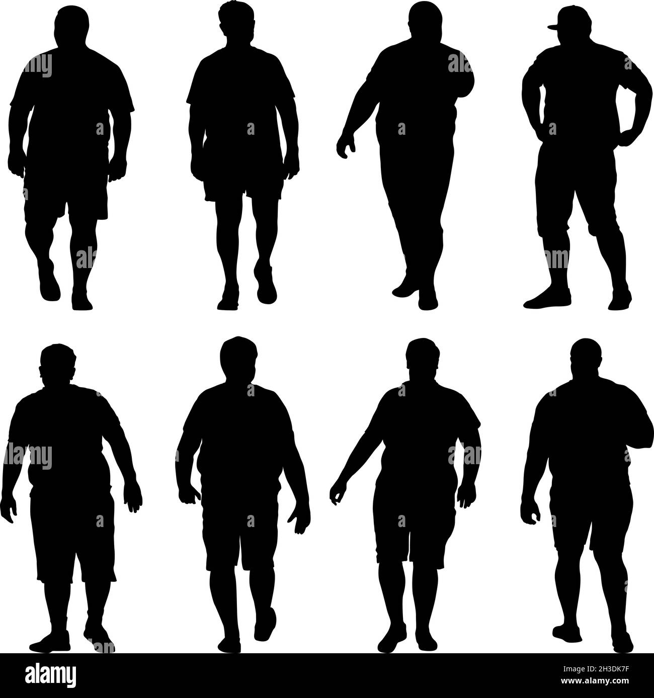 Black Set Silhouettes Large Man on white background Stock Vector Image ...