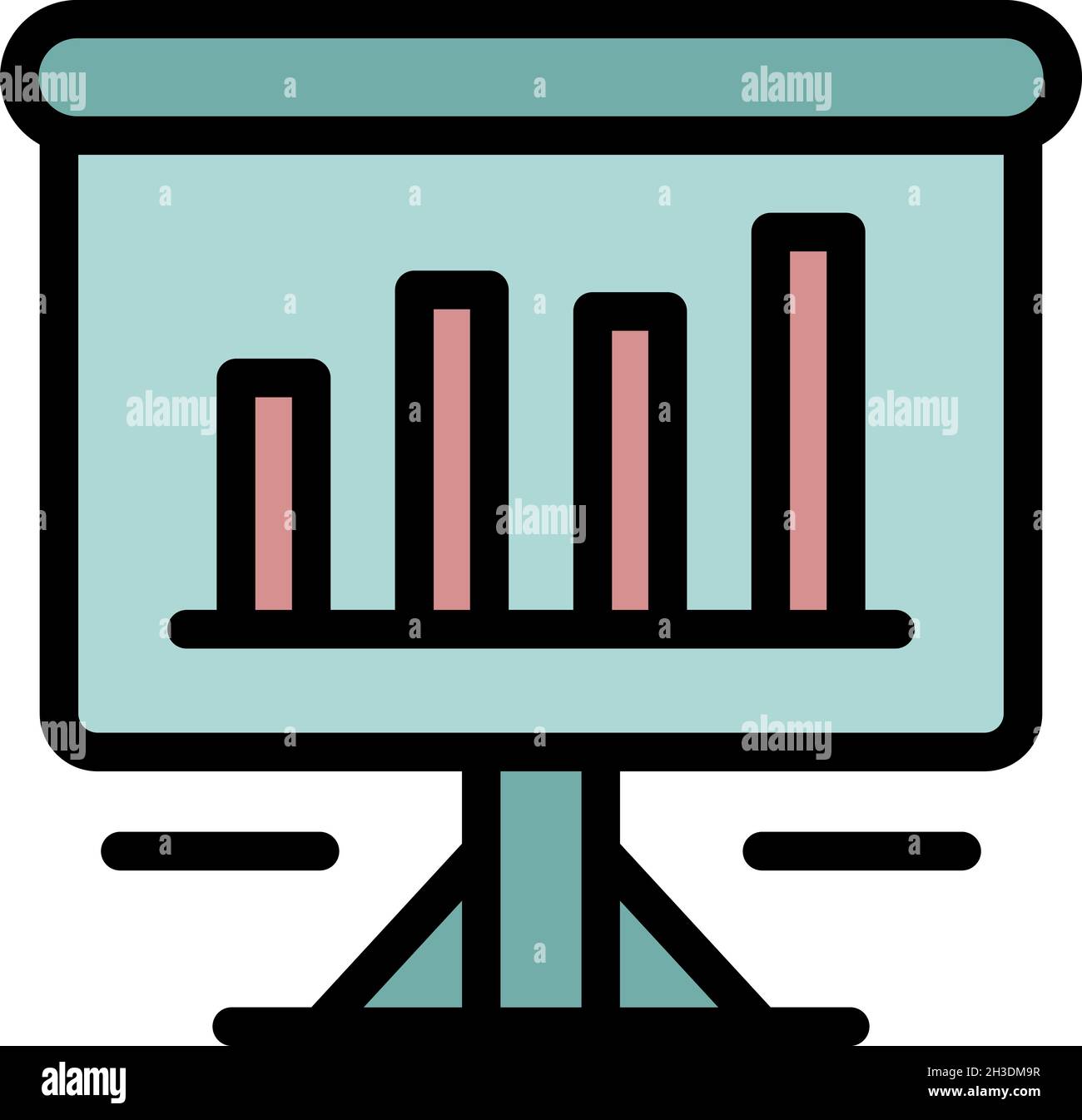 Flipchart with diagram icon. Outline flipchart with diagram vector icon ...