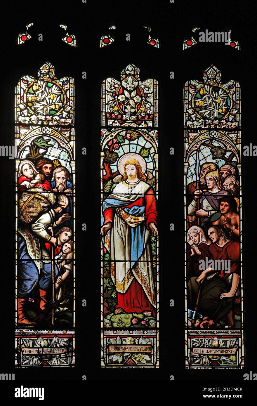 A stained glass window by Ward & Hughes, depicting Jesus preaching to ...