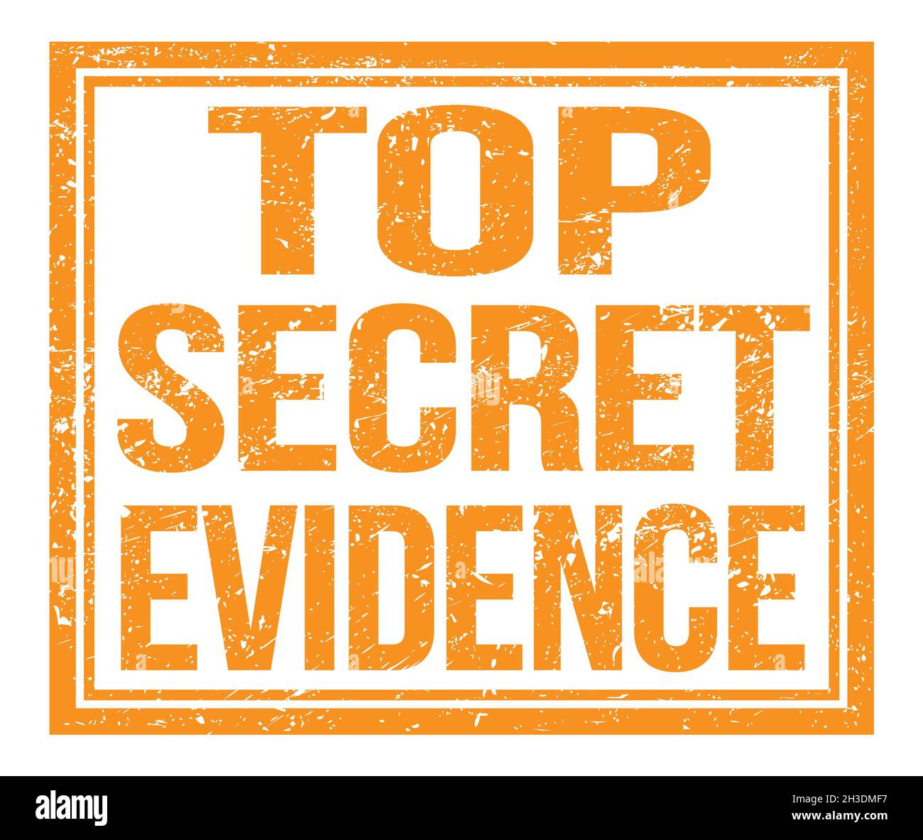TOP SECRET EVIDENCE, written on orange grungy stamp sign Stock Photo ...
