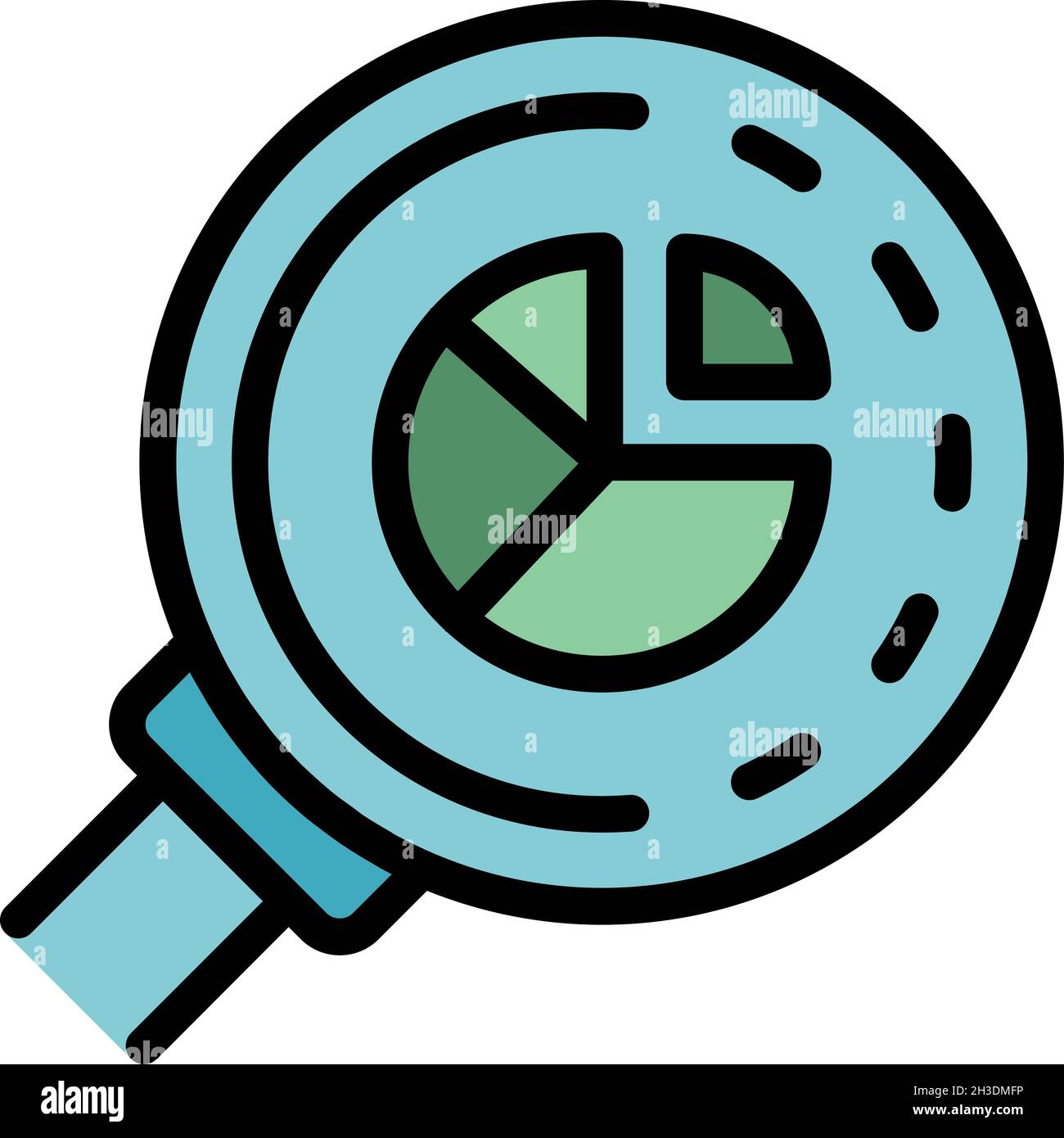 Diagram pie in magnifier icon. Outline diagram pie in magnifier vector ...