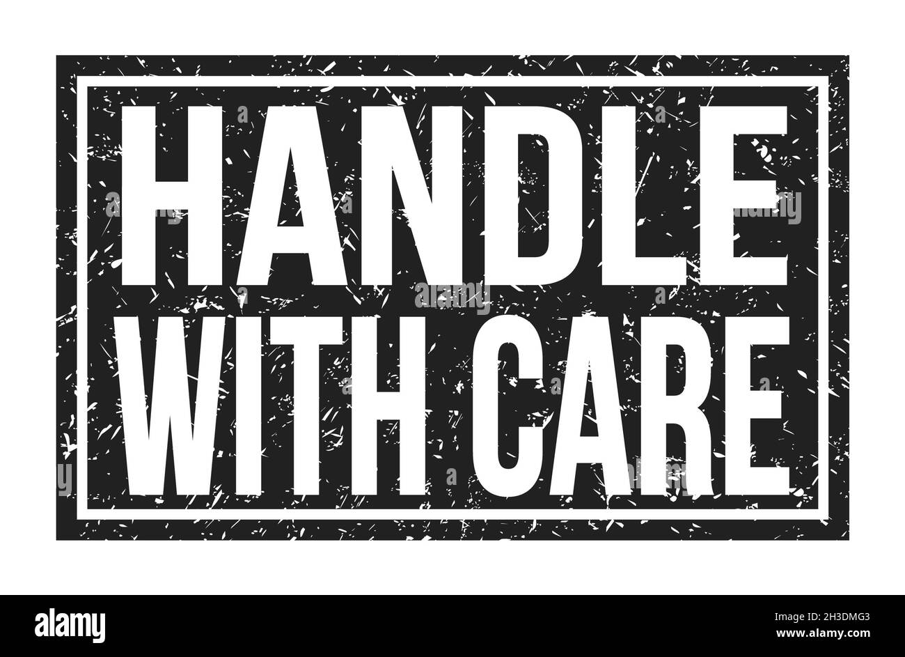 HANDLE WITH CARE, words written on black rectangle stamp sign Stock ...