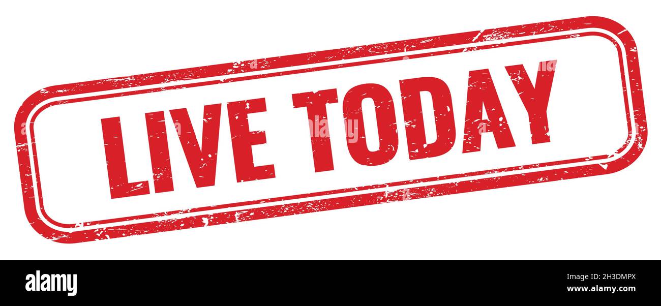 LIVE TODAY text on red grungy rectangle stamp Stock Photo - Alamy