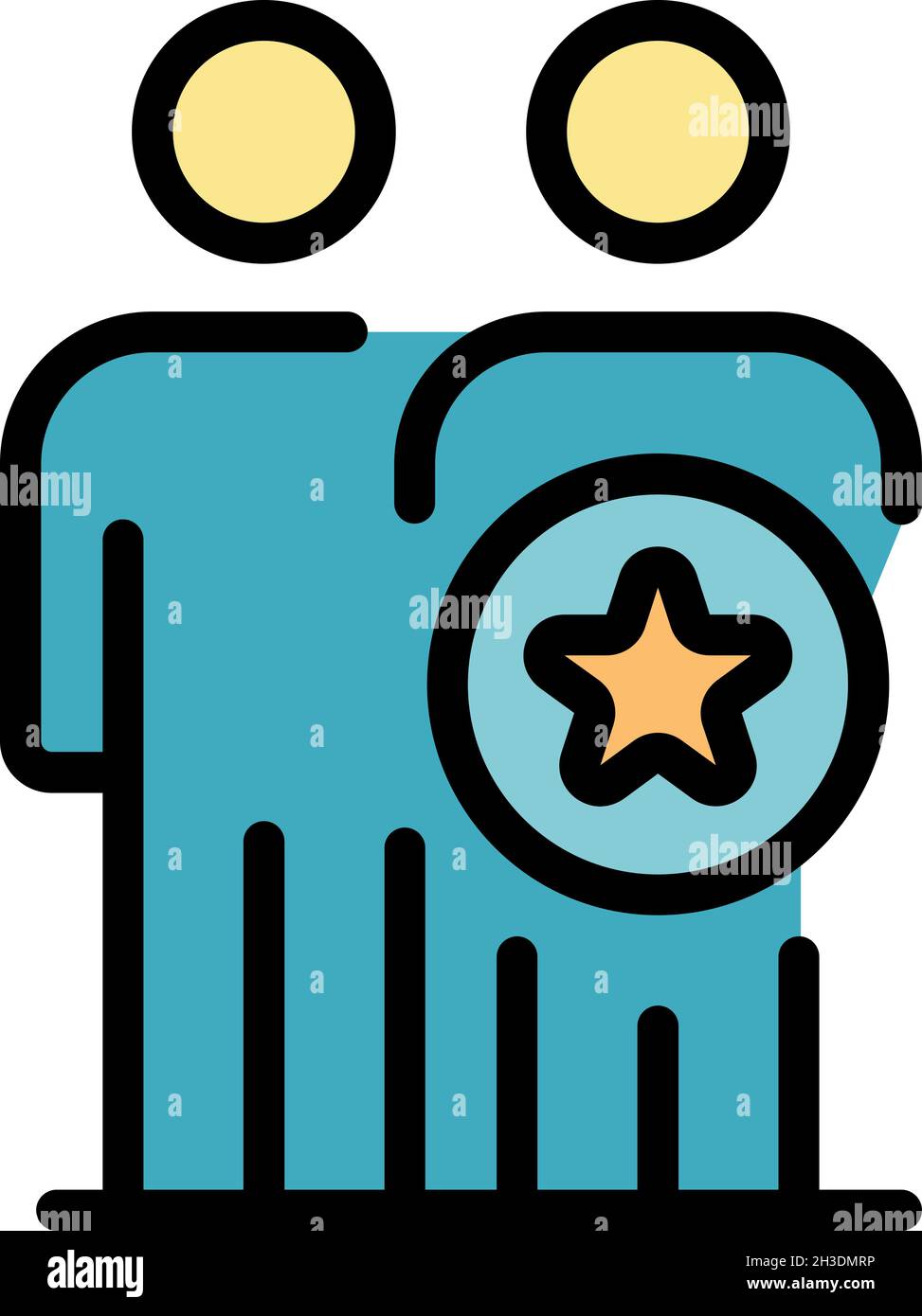 Two men and star coin icon. Outline two men and star coin vector icon ...
