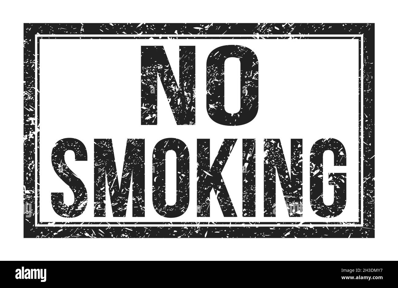 NO SMOKING, words written on black rectangle stamp sign Stock Photo - Alamy