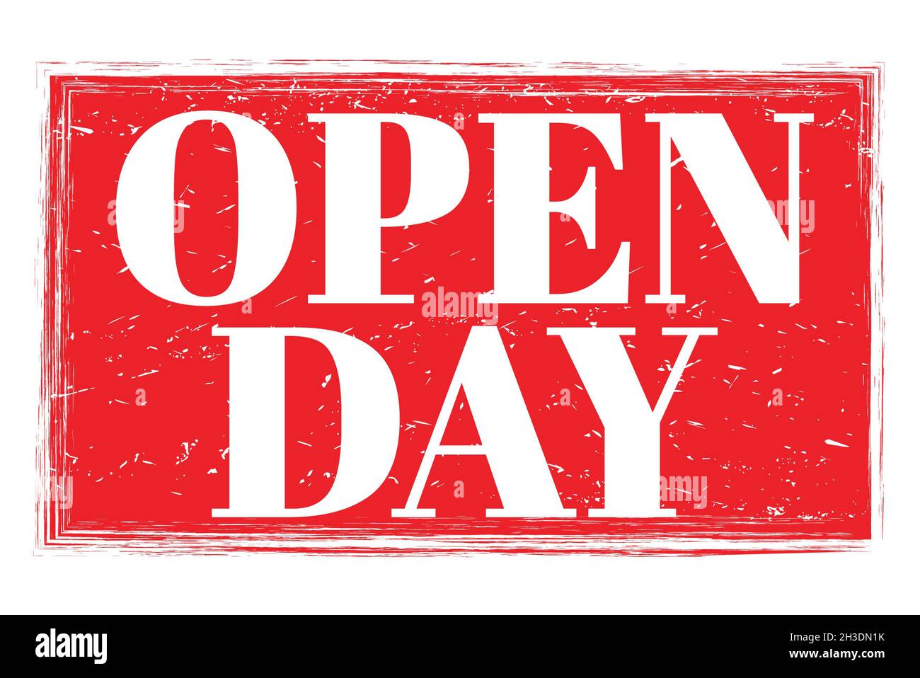 OPEN DAY, words written on red grungy stamp sign Stock Photo - Alamy