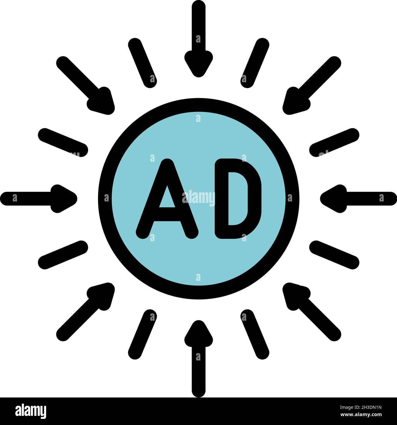 Ad in a circle and arrows icon. Outline ad in a circle and arrows ...