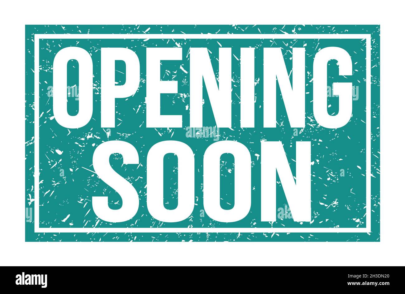 OPENING SOON, words written on blue rectangle stamp sign Stock Photo ...