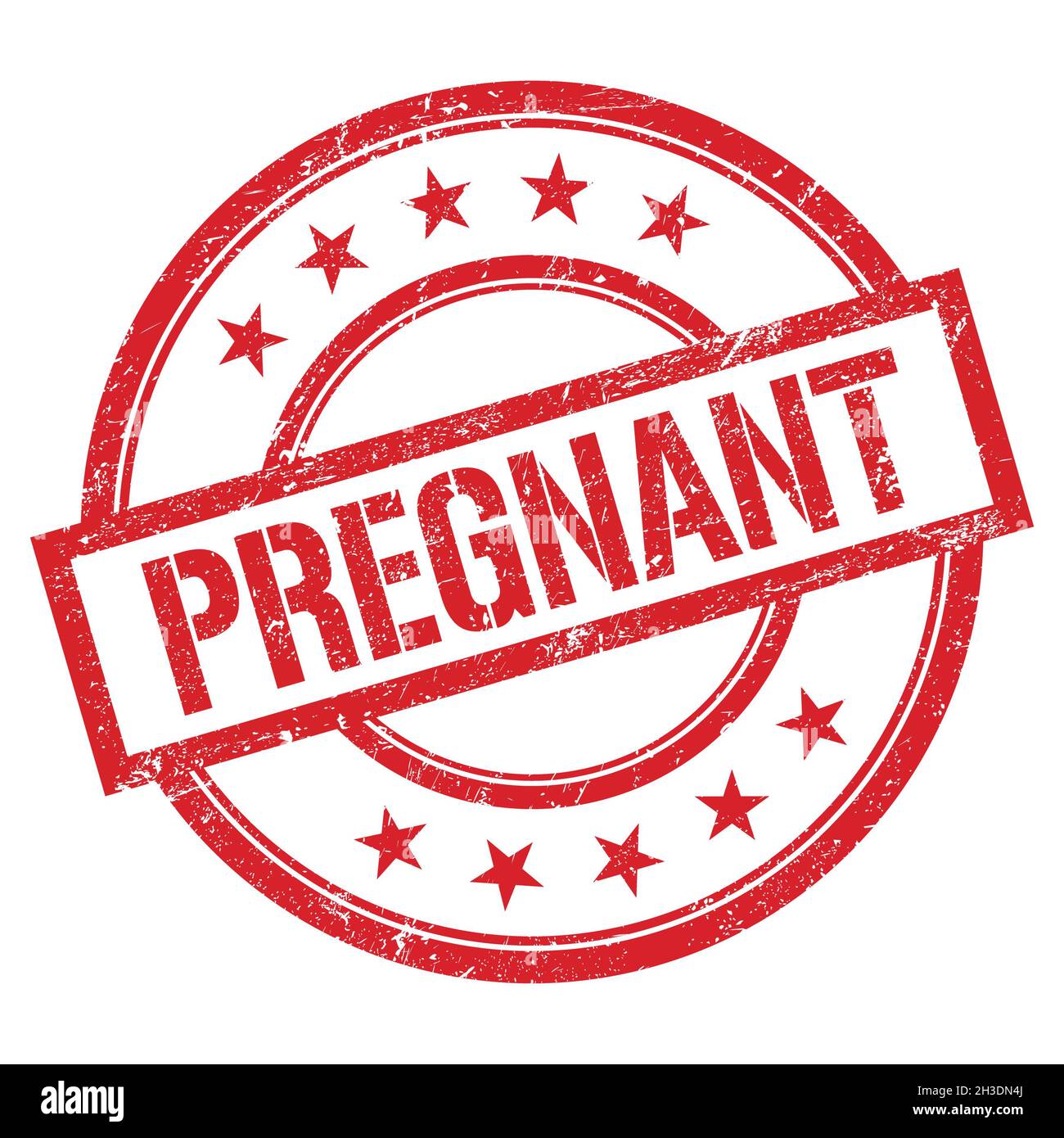 PREGNANT text written on red round vintage rubber stamp Stock Photo - Alamy