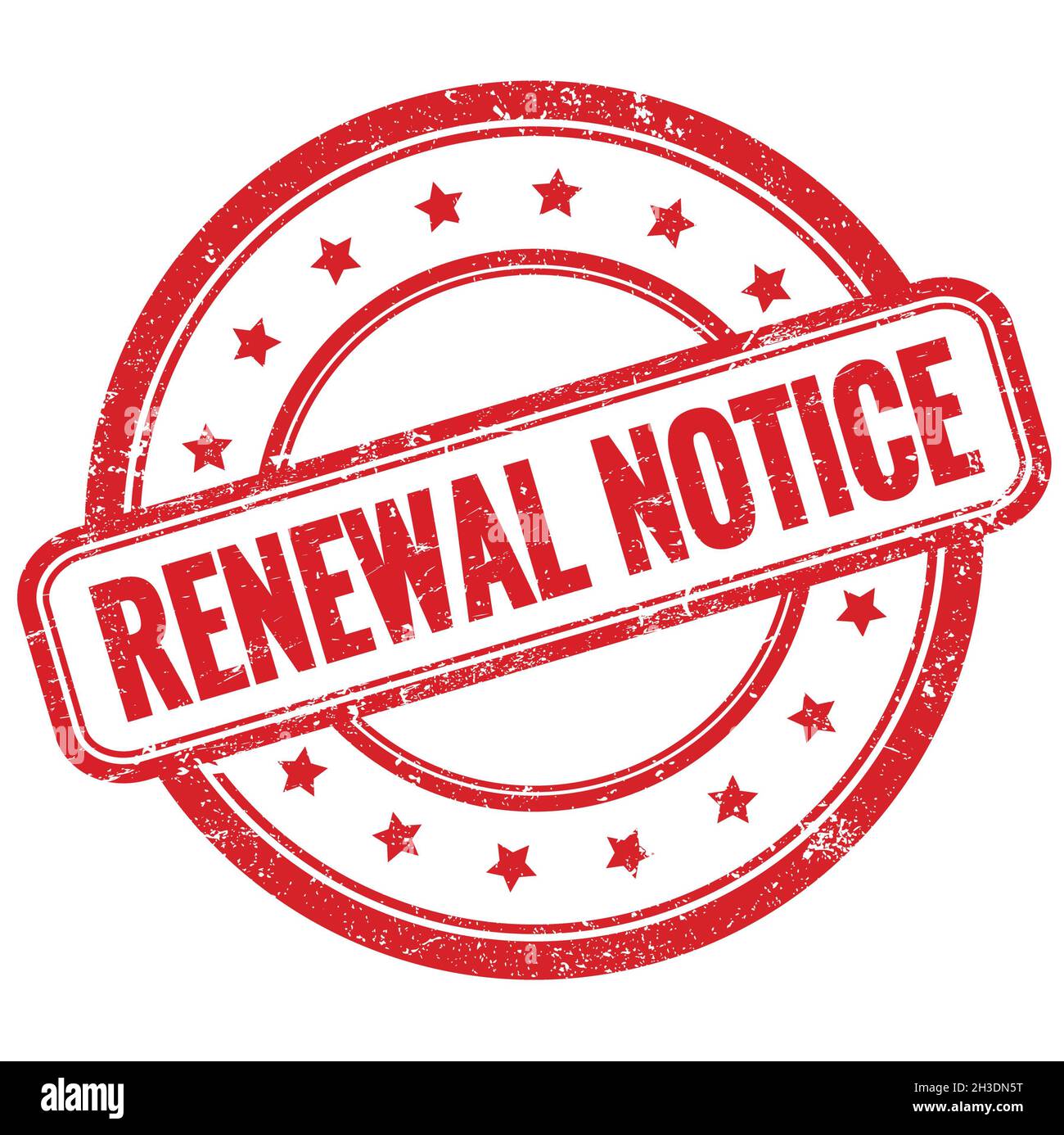 RENEWAL NOTICE text on red vintage grungy round rubber stamp Stock ...