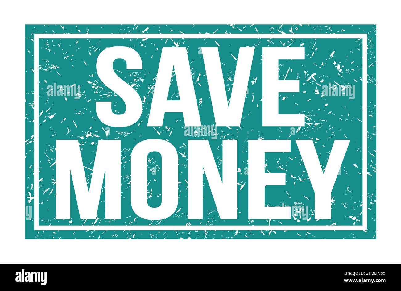 SAVE MONEY, words written on blue rectangle stamp sign Stock Photo - Alamy