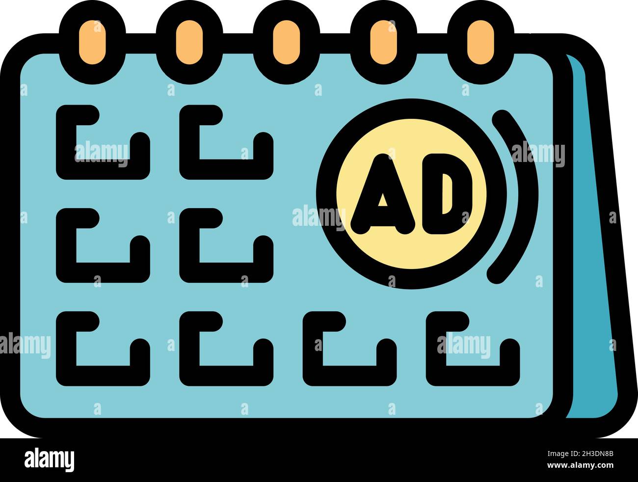 Advertisement on a calendar icon. Outline advertisement on a calendar ...