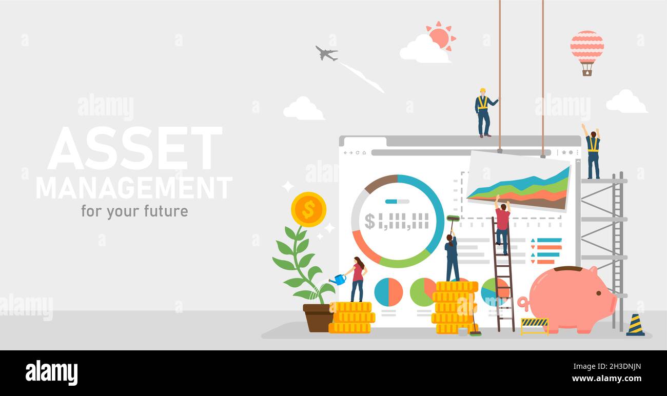 Asset management concept vector web banner illustration Stock Vector ...