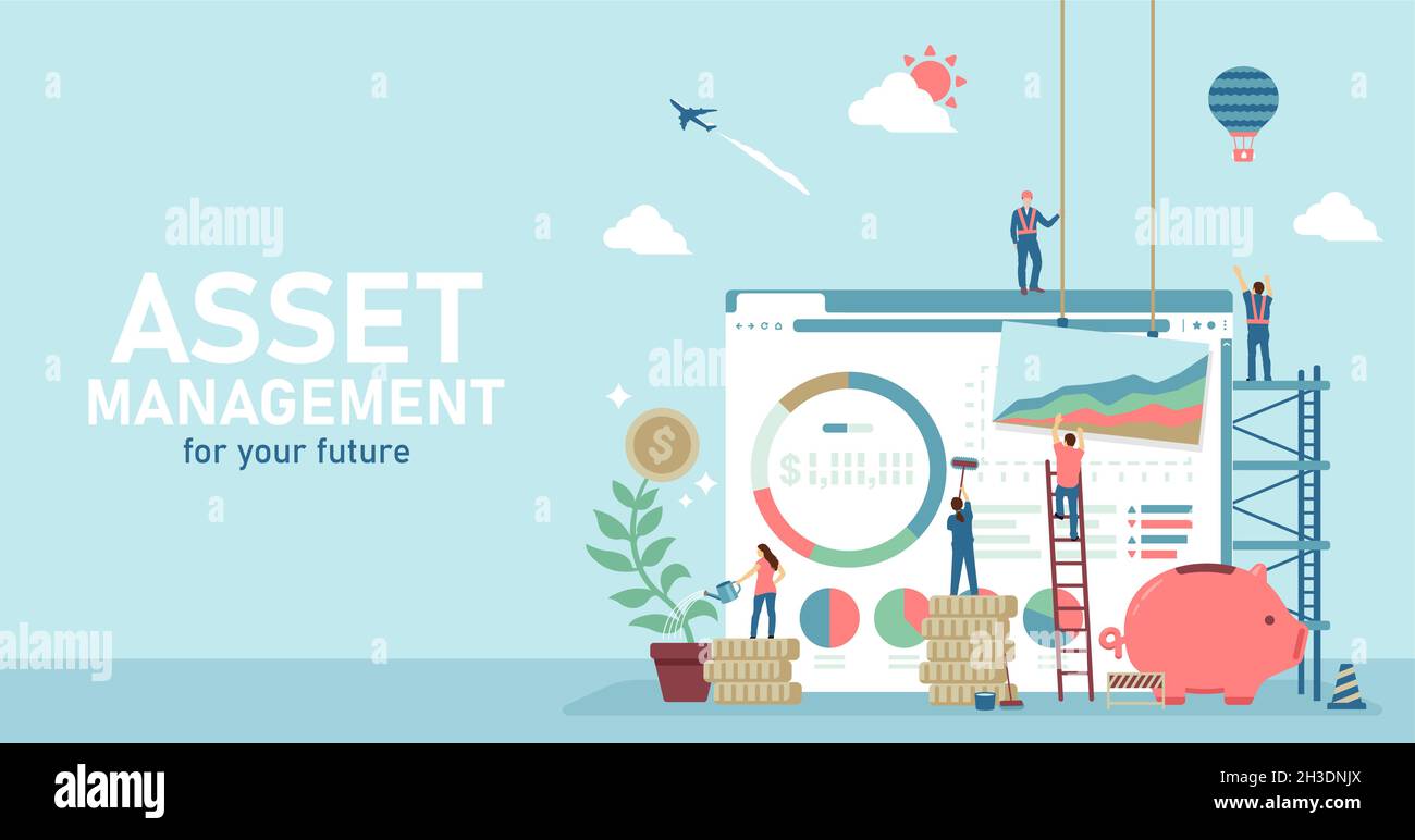 Asset management concept vector web banner illustration Stock Vector ...