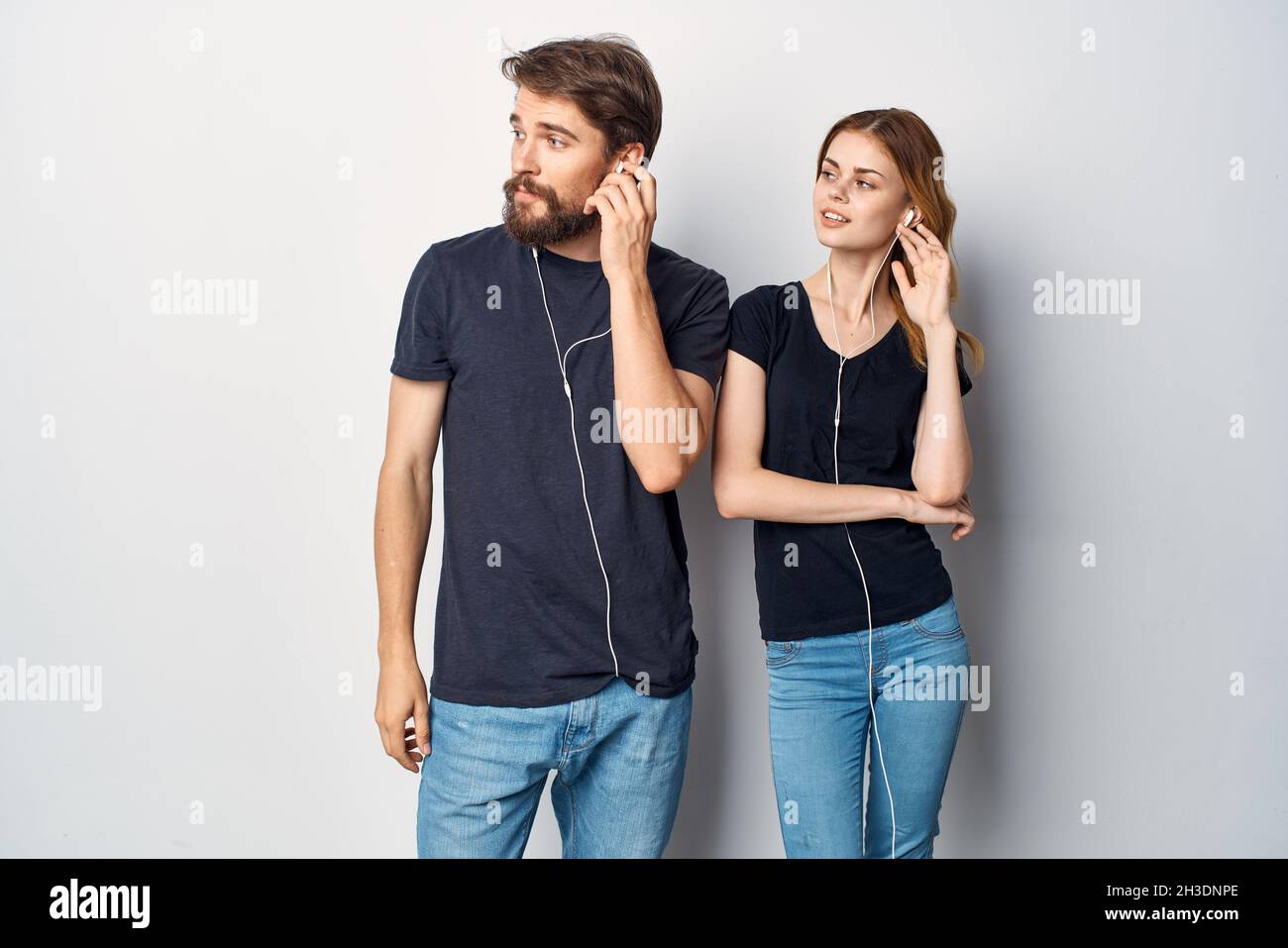 Man and woman hug communication friendship posing light background ...