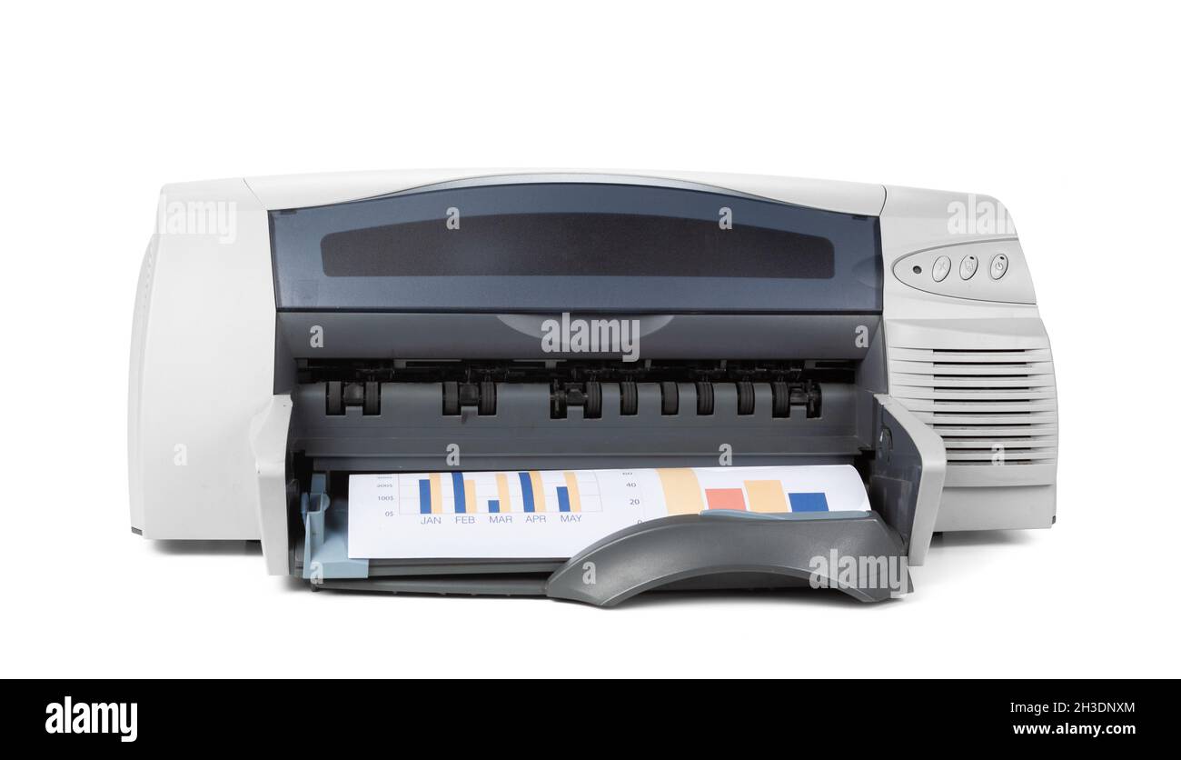Laser home printer isolated on white background Stock Photo - Alamy