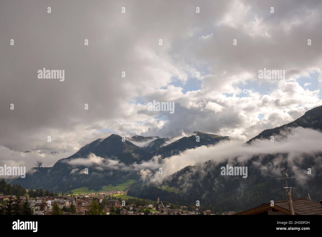 landscape, mountain and houses in vigo di fassa in Trentino Alto Adige ...