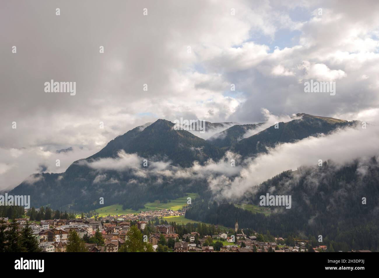 landscape, mountain and houses in vigo di fassa in Trentino Alto Adige ...