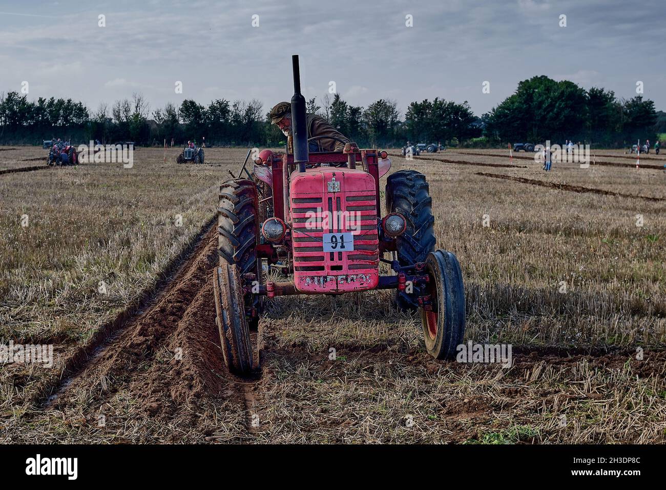 Red tractor British Vintage Ploughing Match Stock Photo - Alamy