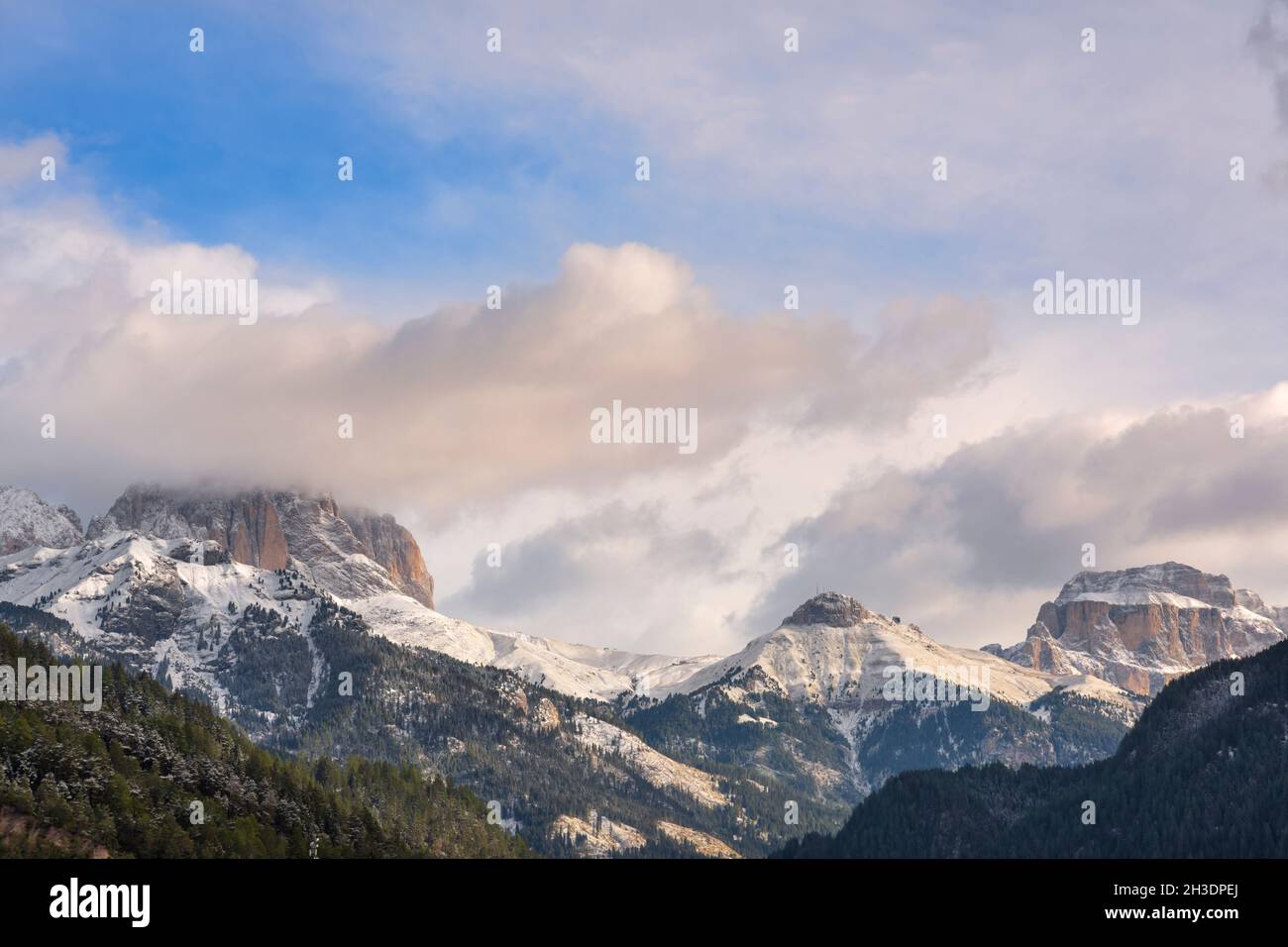 landscape, mountain and houses in vigo di fassa in Trentino Alto Adige ...