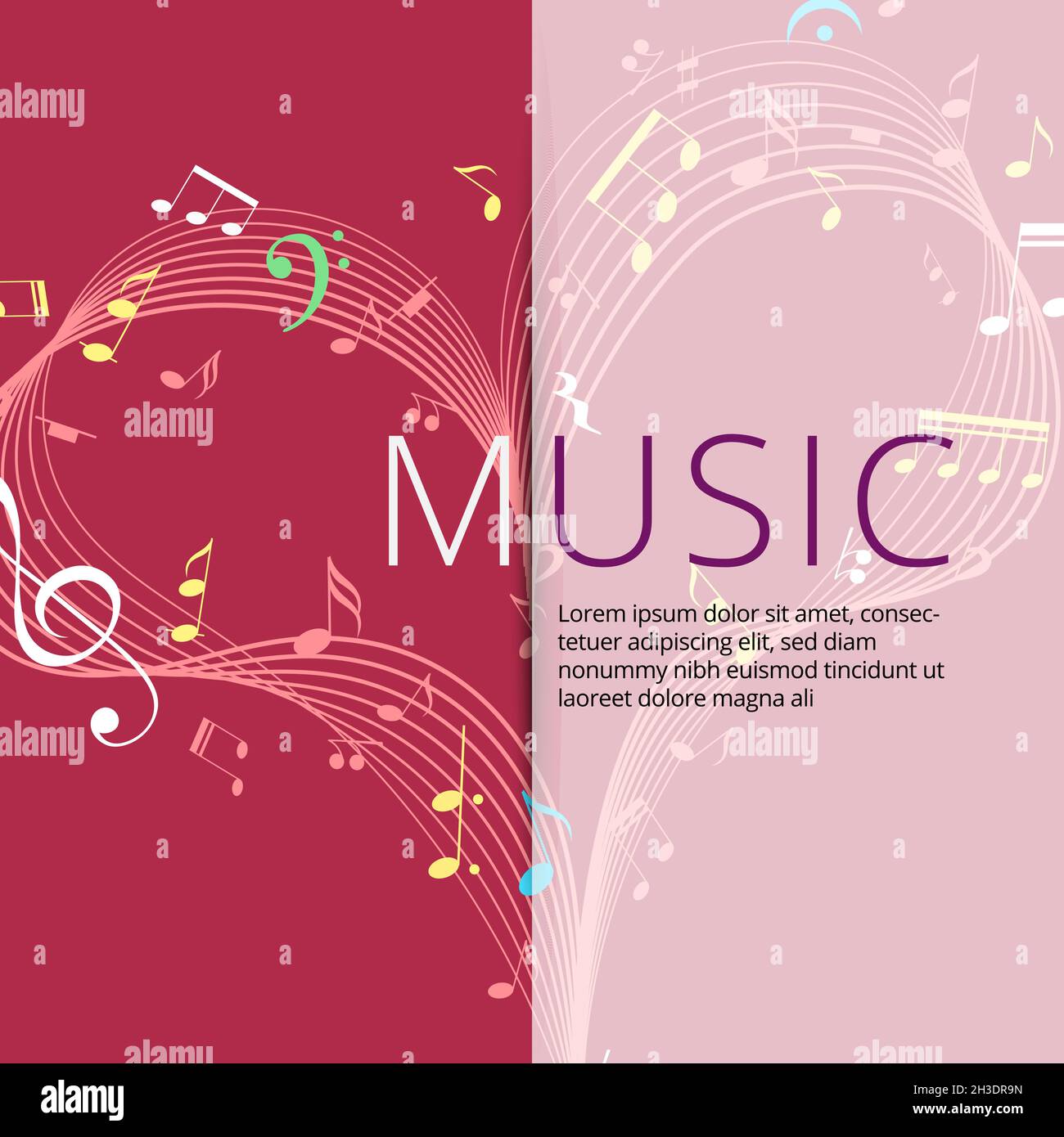 Flyer template with music heart. Web banner for Valentine s day or ...