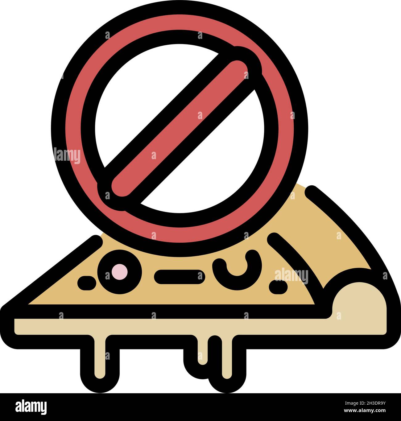 No pizza icon. Outline no pizza vector icon color flat isolated Stock ...