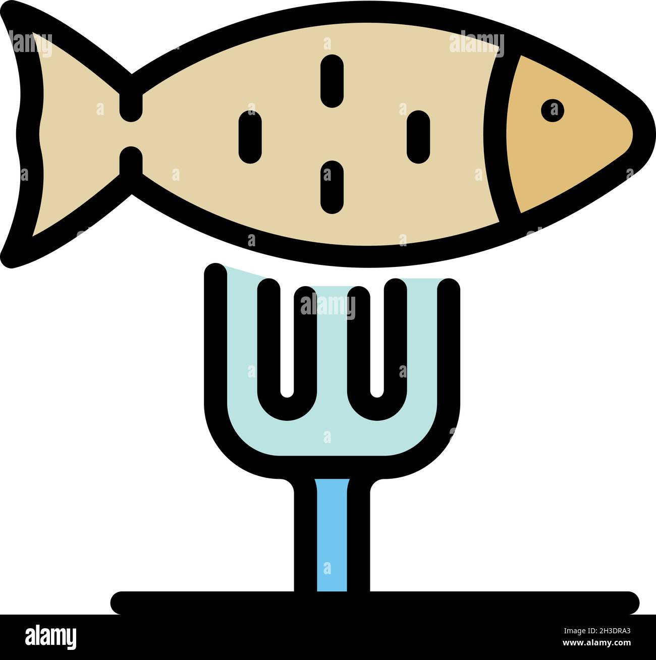 Fish meal icon. Outline fish meal vector icon color flat isolated Stock ...