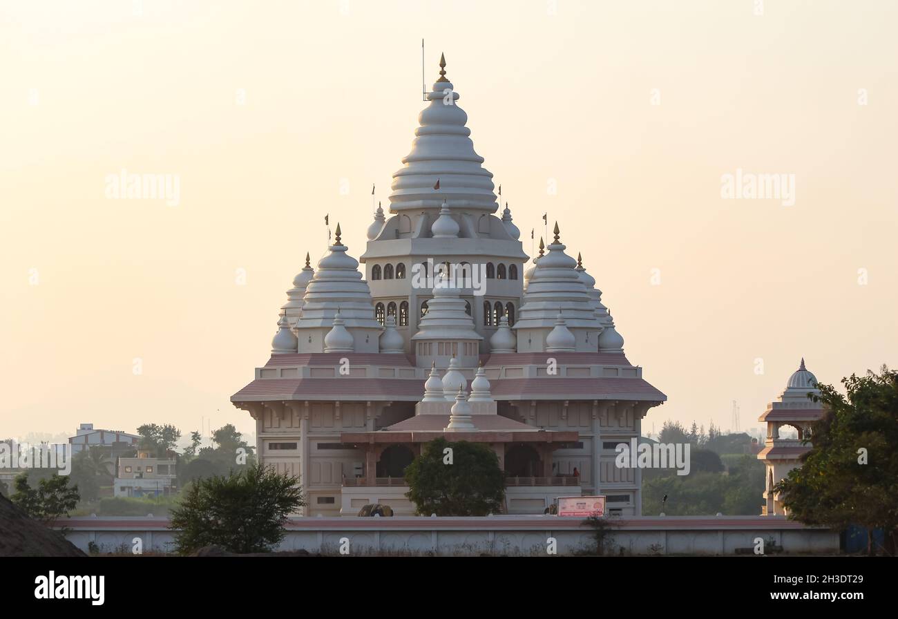 View of Sant Tukaram Maharaj Gatha Mandir Temple at sunset, Dehu, Pune ...