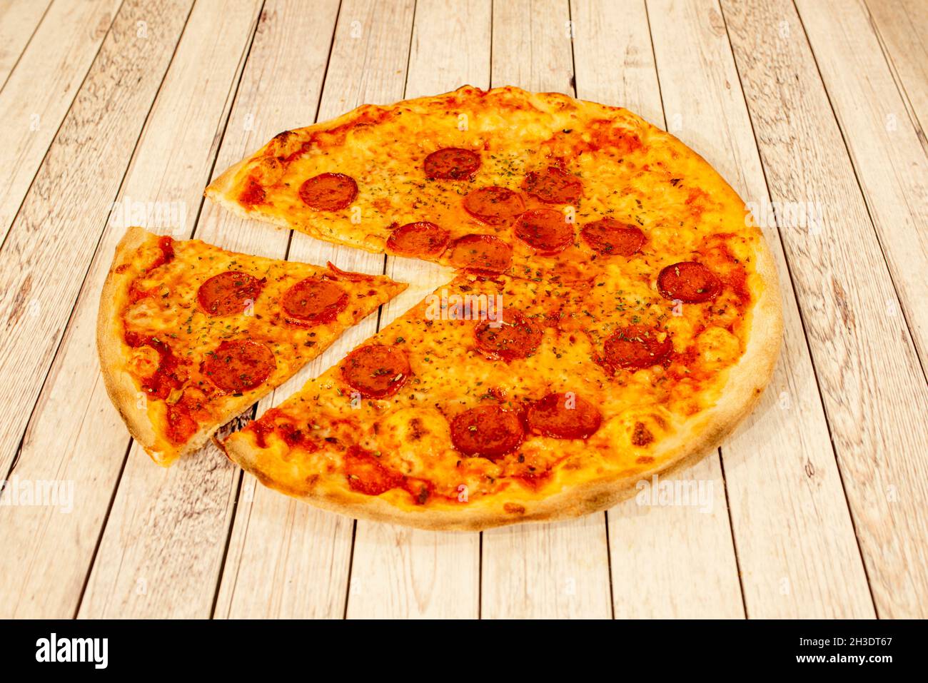 Calabrian pizza with spicy pepperoni, mozzarella cheese, oregano and ...