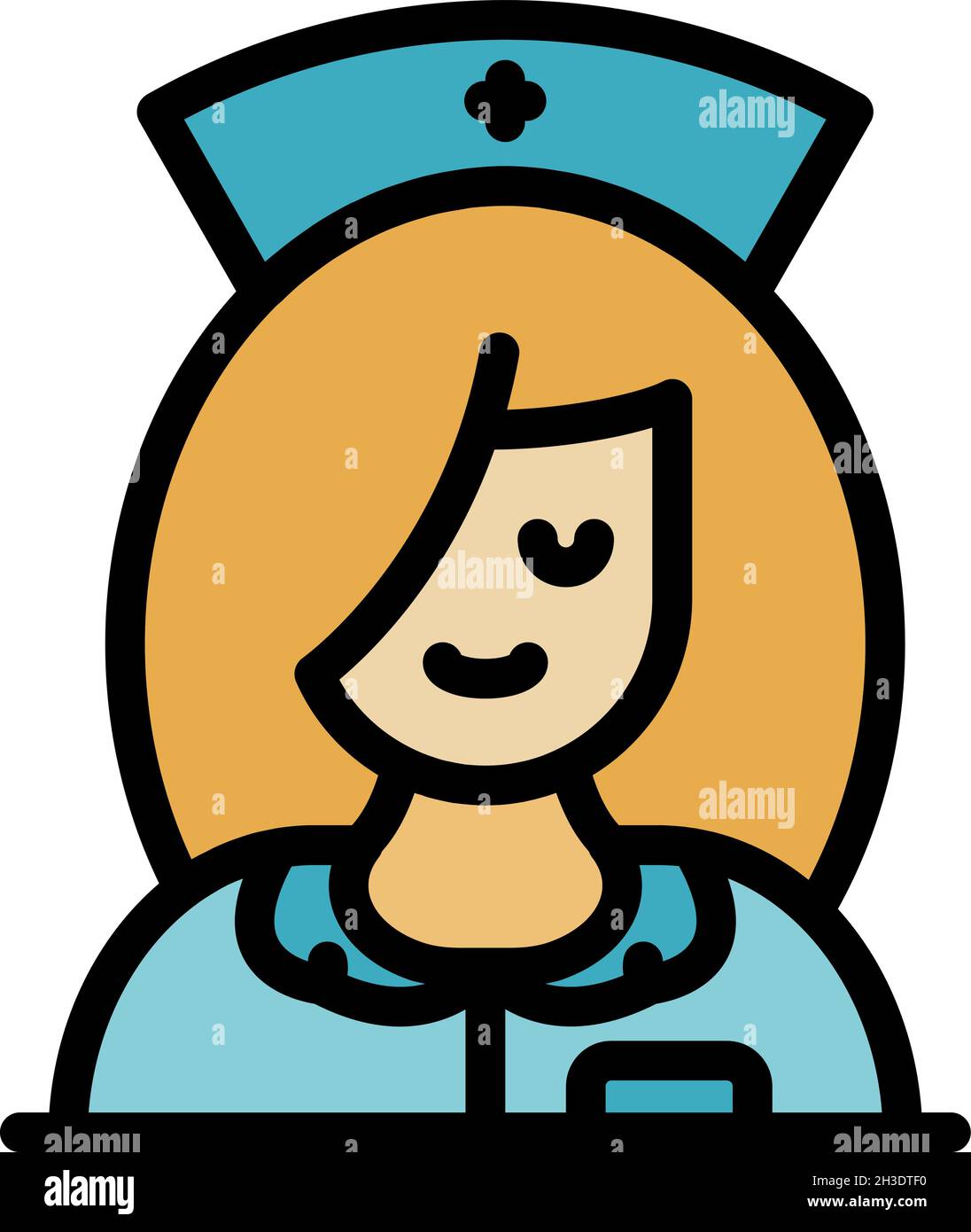 Medical nurse icon. Outline medical nurse vector icon color flat ...