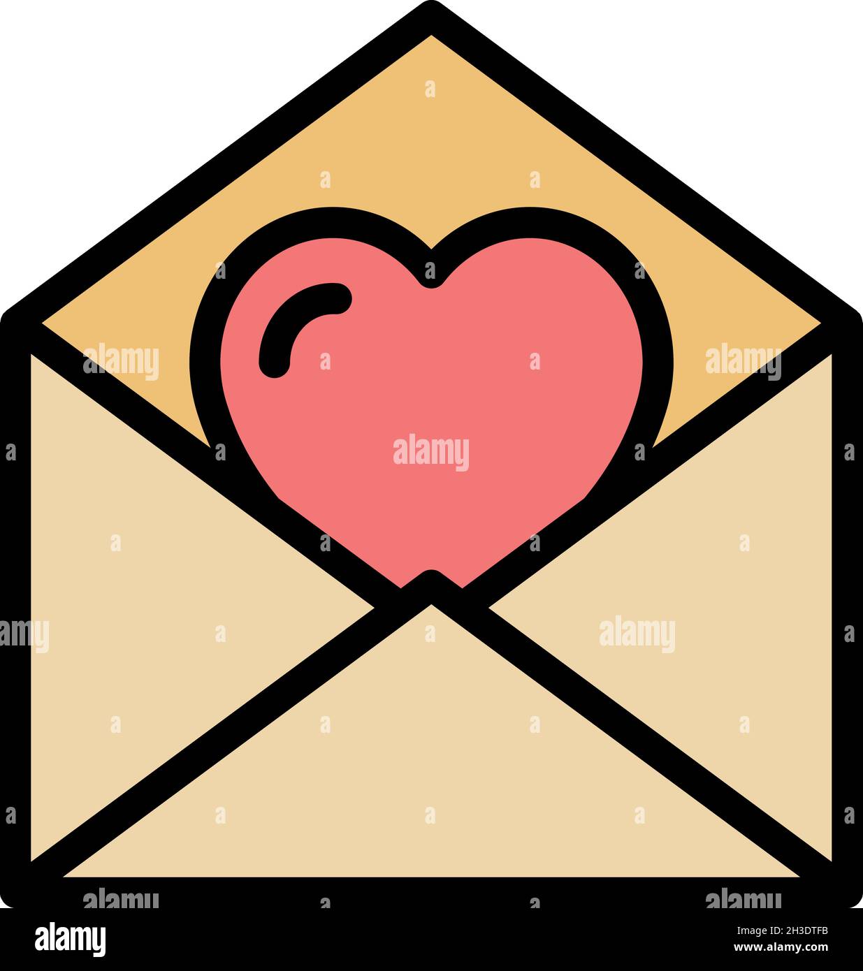Heart envelope icon. Outline heart envelope vector icon color flat ...