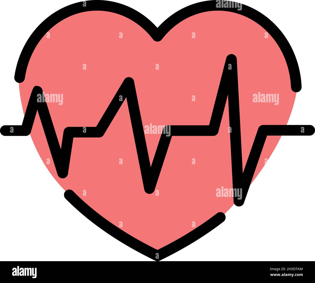 Heart pulse icon. Outline heart pulse vector icon color flat isolated ...