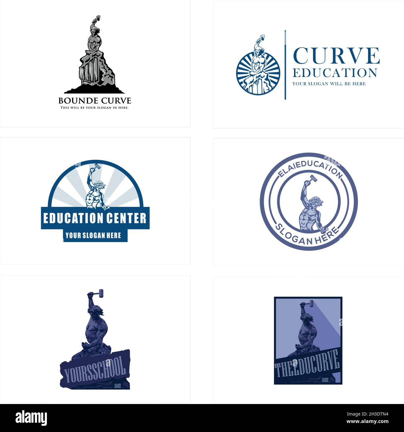 Set of collection statue education emblem logo design Stock Vector ...