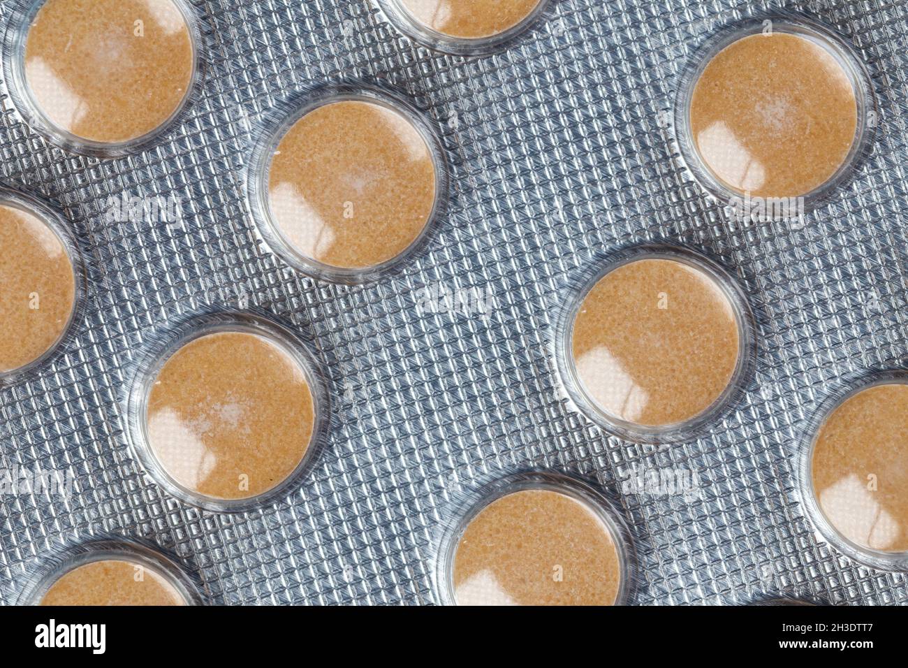 Close up of pills in blisters. Photo taken under artificial light Stock ...