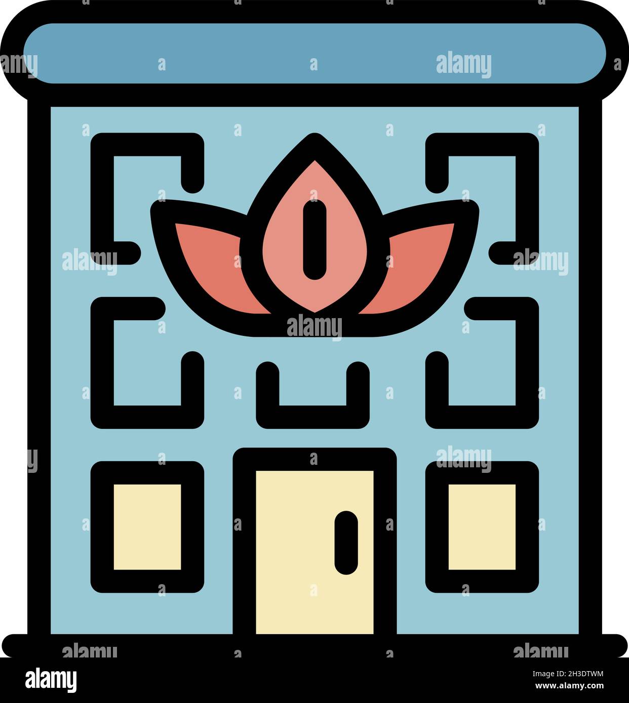 The building of the spa salon icon. Outline the building of the spa ...