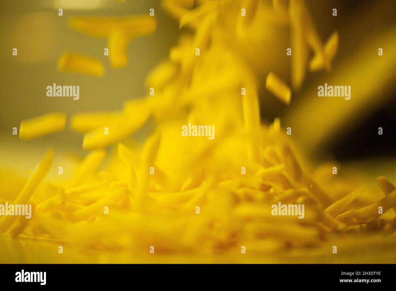 Production line of a potato factory. French fries - fast food Stock ...