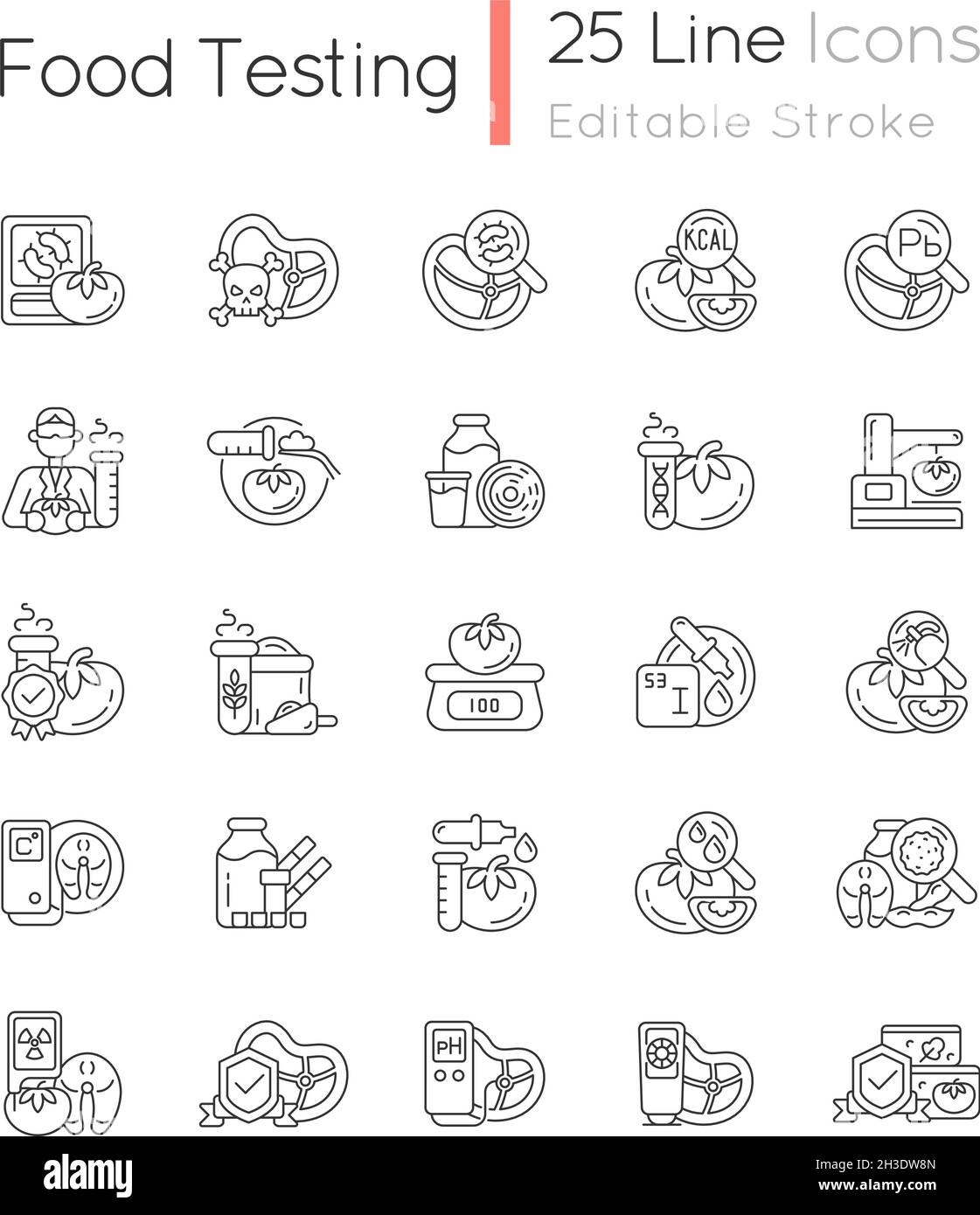 Food testing linear icons set Stock Vector Image & Art - Alamy