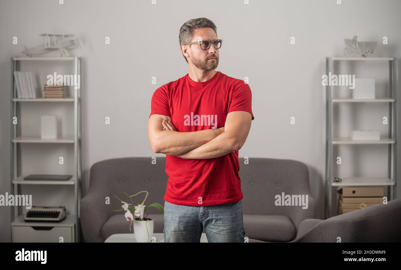 man look through eyeglasses. vision acuity and eyesight. vision ...