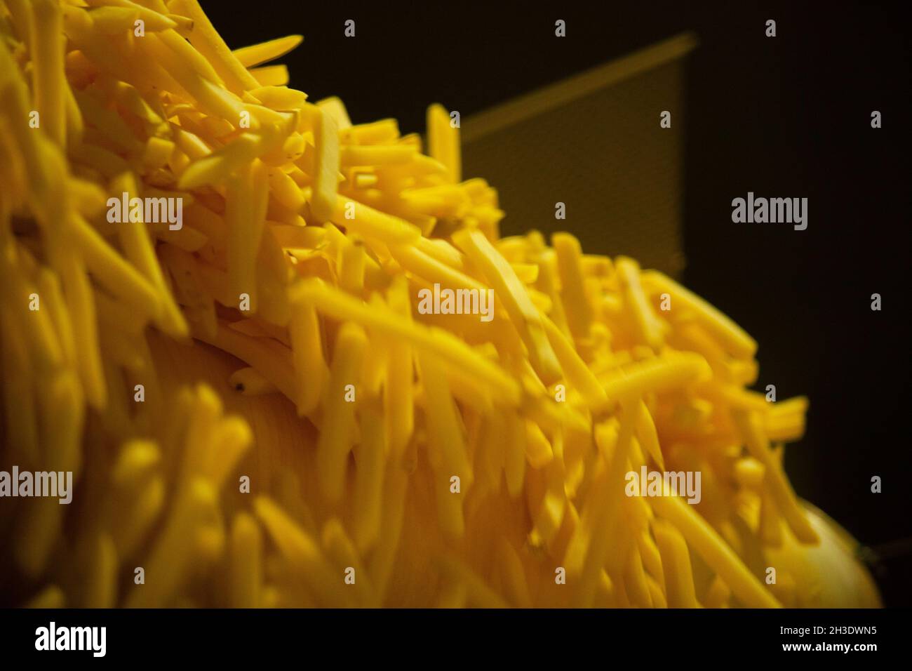Production line of a potato factory. French fries - fast food Stock ...