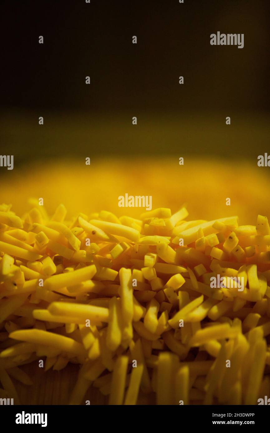 Production line of a potato factory. French fries - fast food Stock ...
