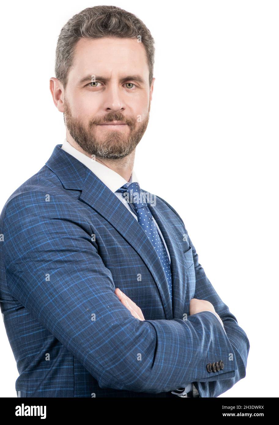 Serious confident professional employee man keep arms crossed in formal ...