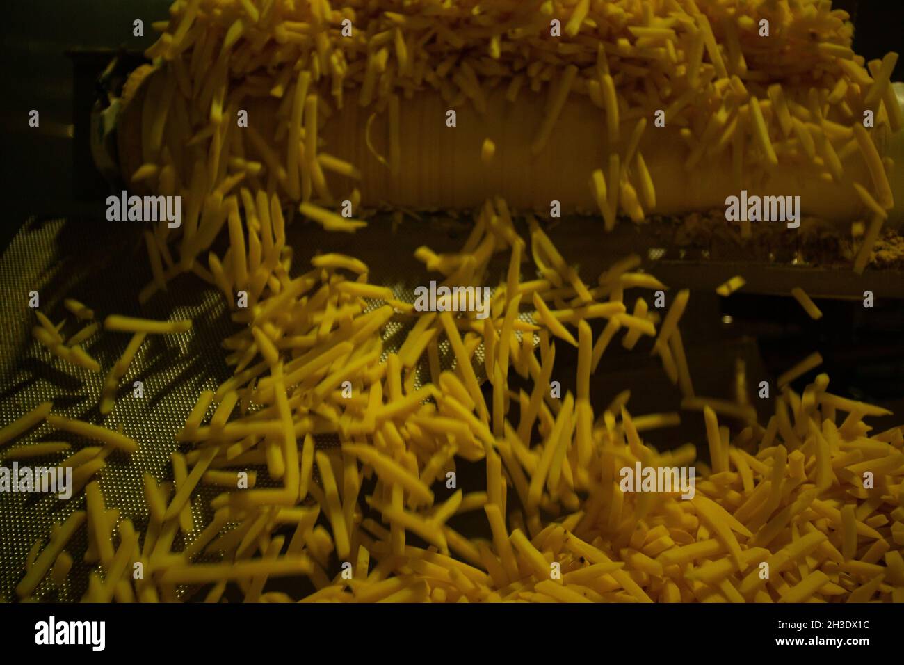 Production line of a potato factory. French fries - fast food Stock ...